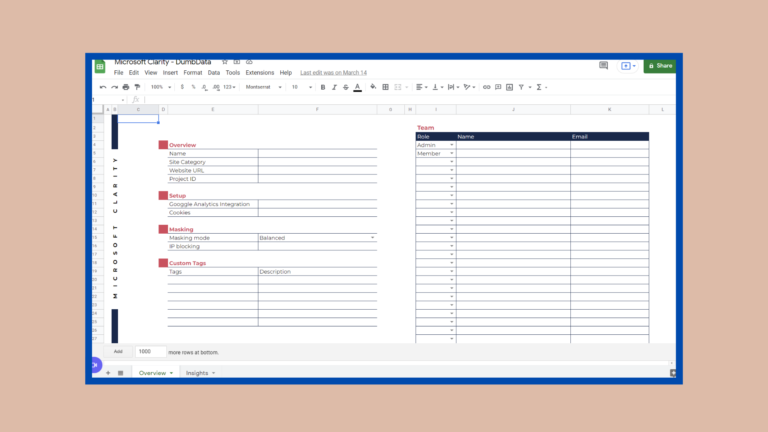 implementation worksheet - DumbData