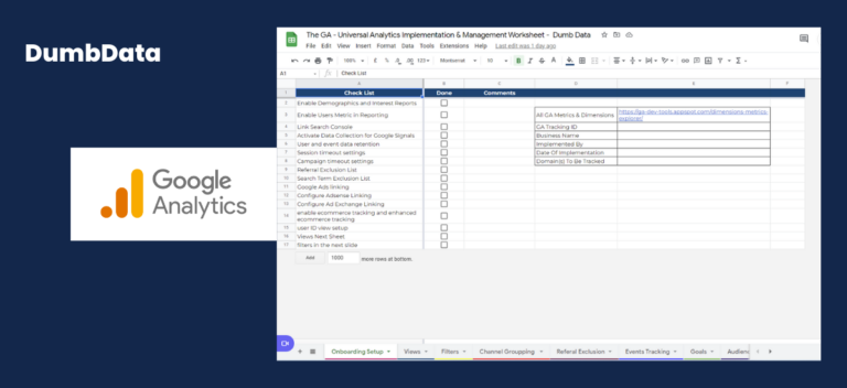 GA Universal Analytics Implementation Worksheet - DumbData