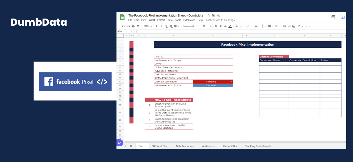 FB Pixel Implementation Worksheet - DumbData