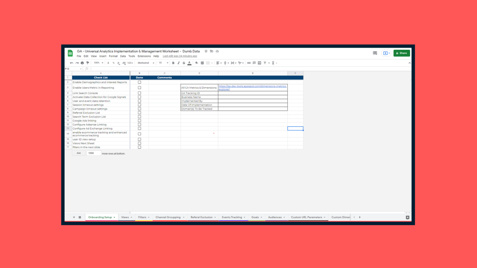 implementation worksheet – DumbData