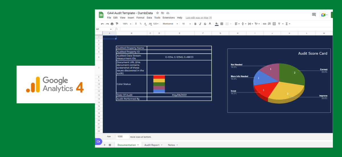 Google Analytics 4 Audit (GA4) Worksheet - DumbData