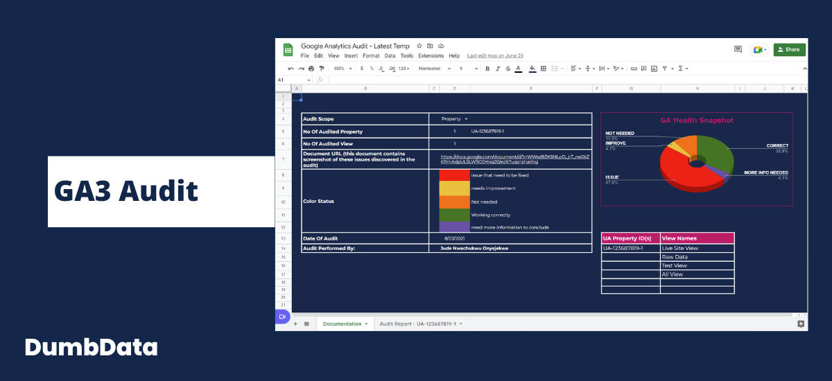 Universal Analytics Audit (GA3) Worksheet - DumbData Universal Analytics Audit (GA3) Worksheet - DumbData