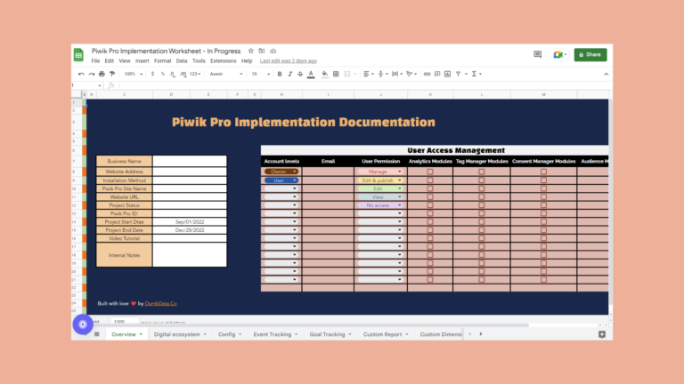 Piwik Pro Event + Conversion Tracking Worksheet – DumbData