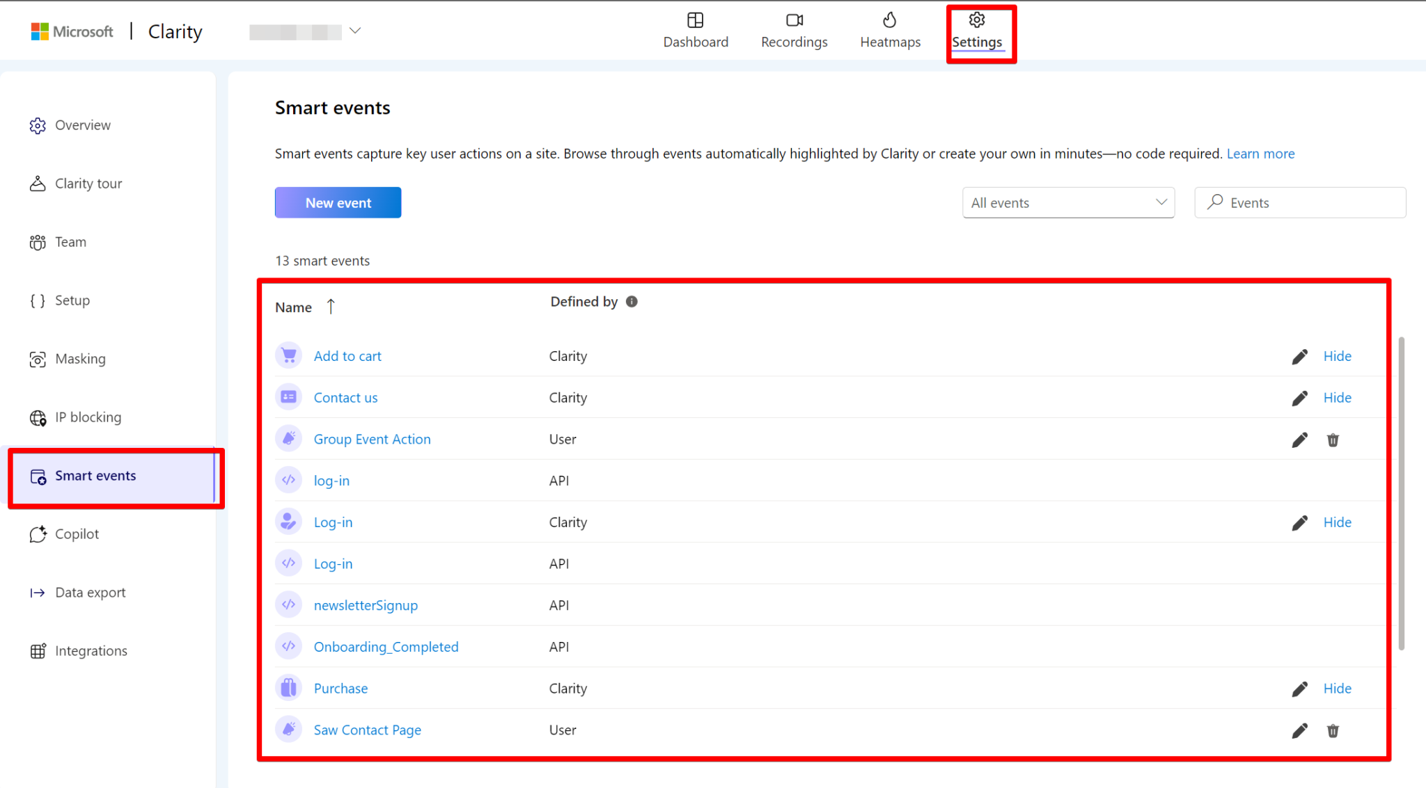 Smart Events In Microsoft Clarity: A-Z of Event Tracking In Clarity ...