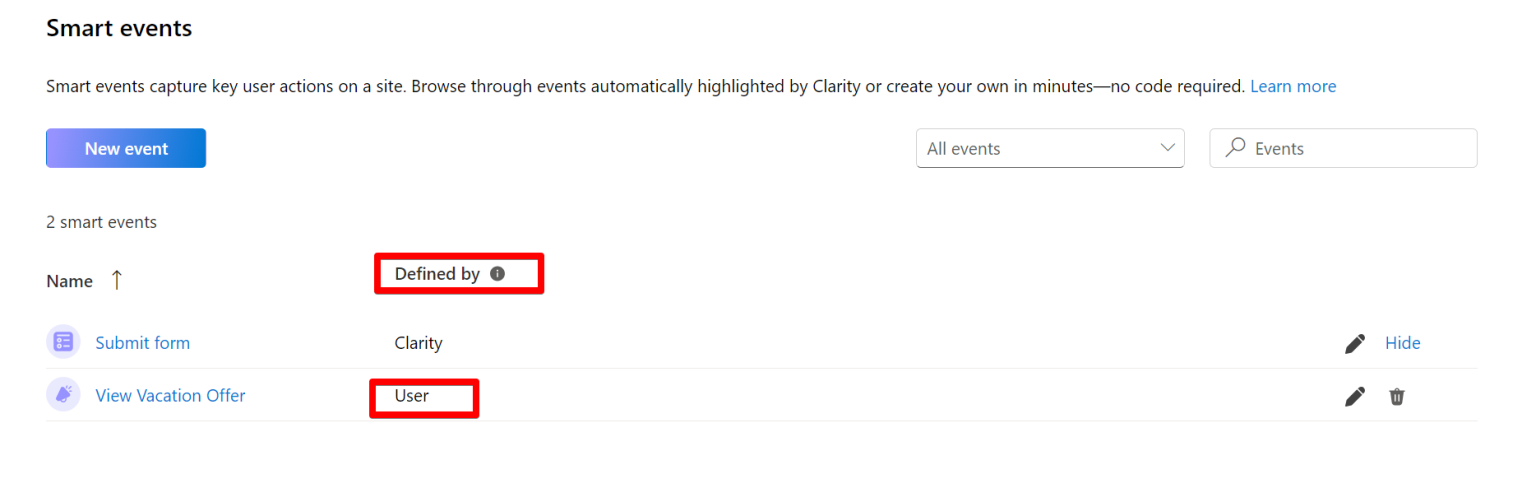 Smart Events In Microsoft Clarity: A-Z of Event Tracking In Clarity - DumbData