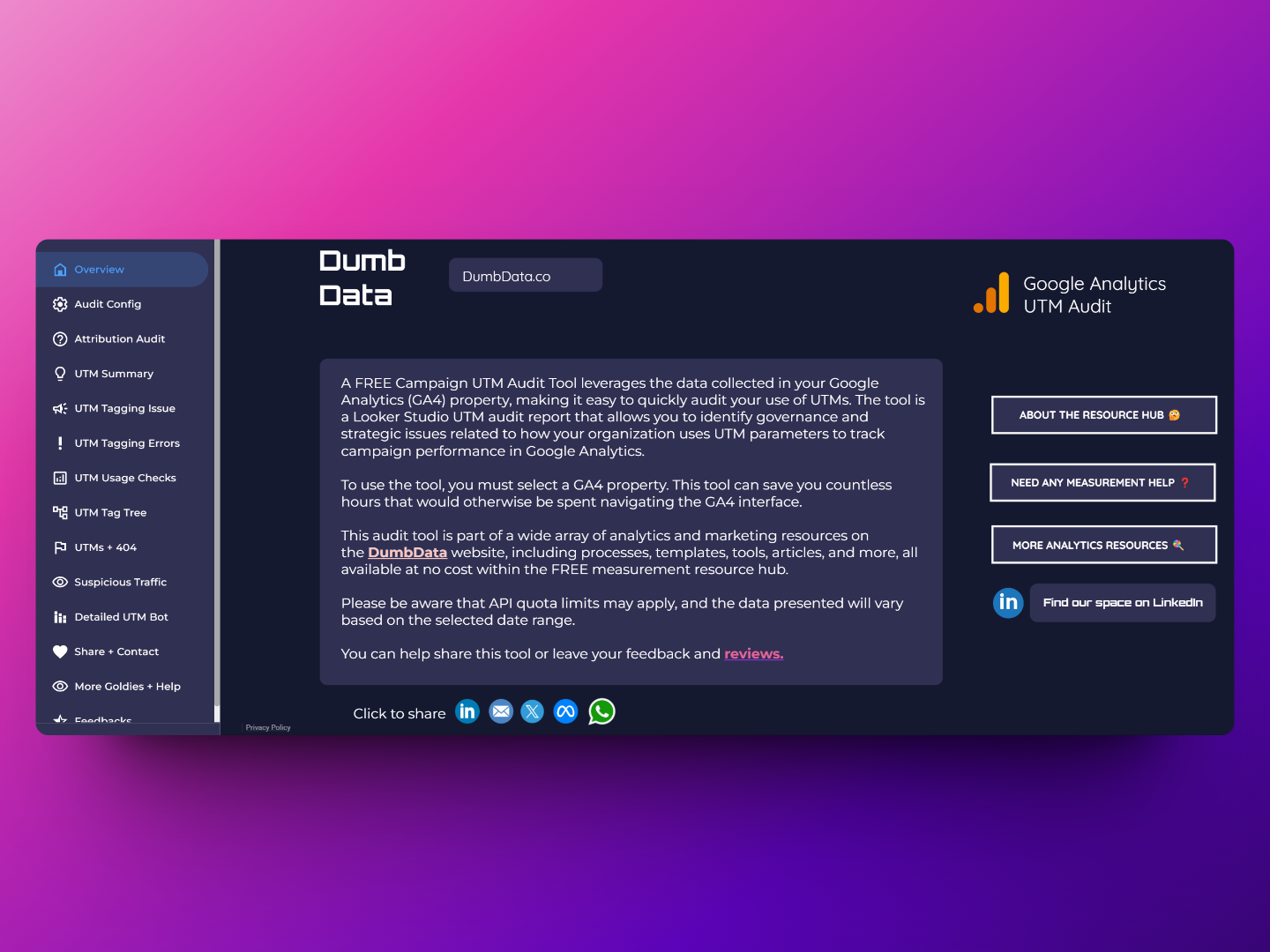 Audit Tool For UTMs Campaign Tracking In Google Analytics (GA4)