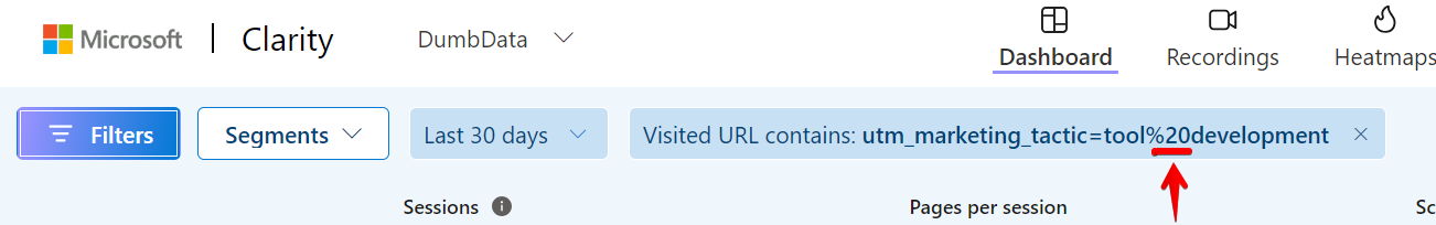 Filtering By UTMs and Exclusive GA4 UTMs In Microsoft Clarity