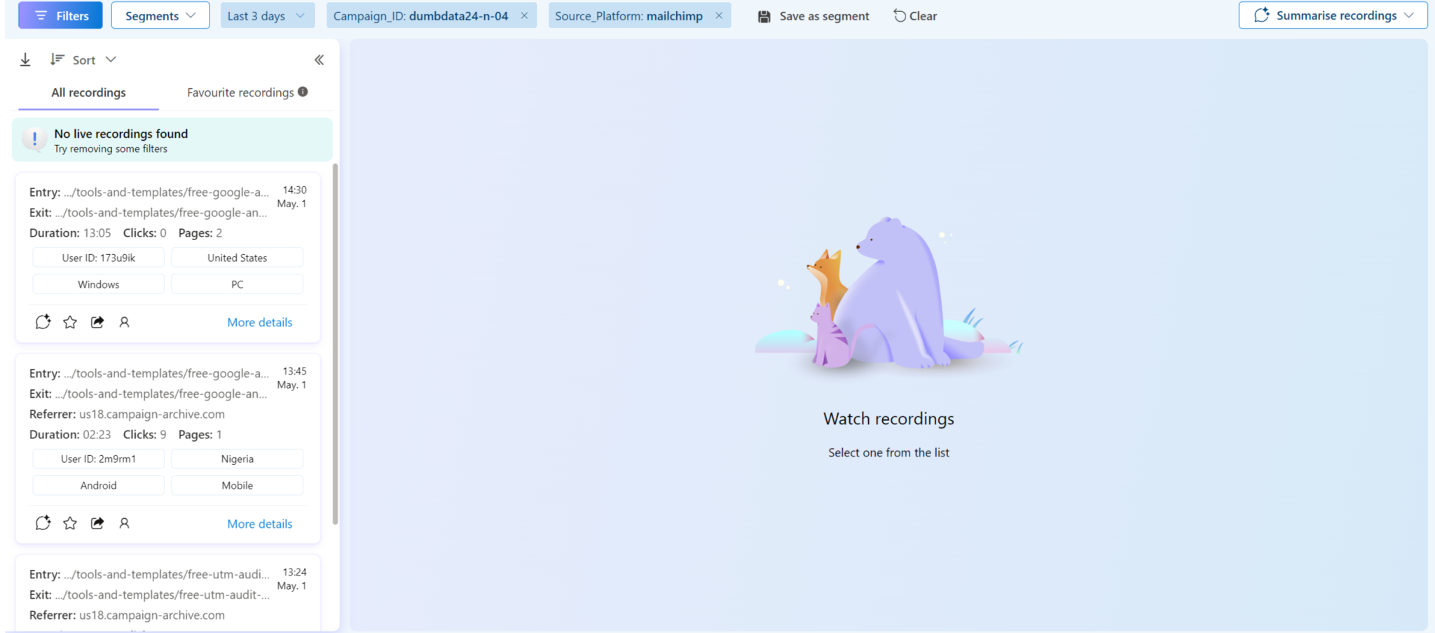 Filtering By UTMs and Exclusive GA4 UTMs In Microsoft Clarity