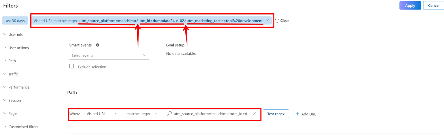 Filtering By UTMs and Exclusive GA4 UTMs In Microsoft Clarity